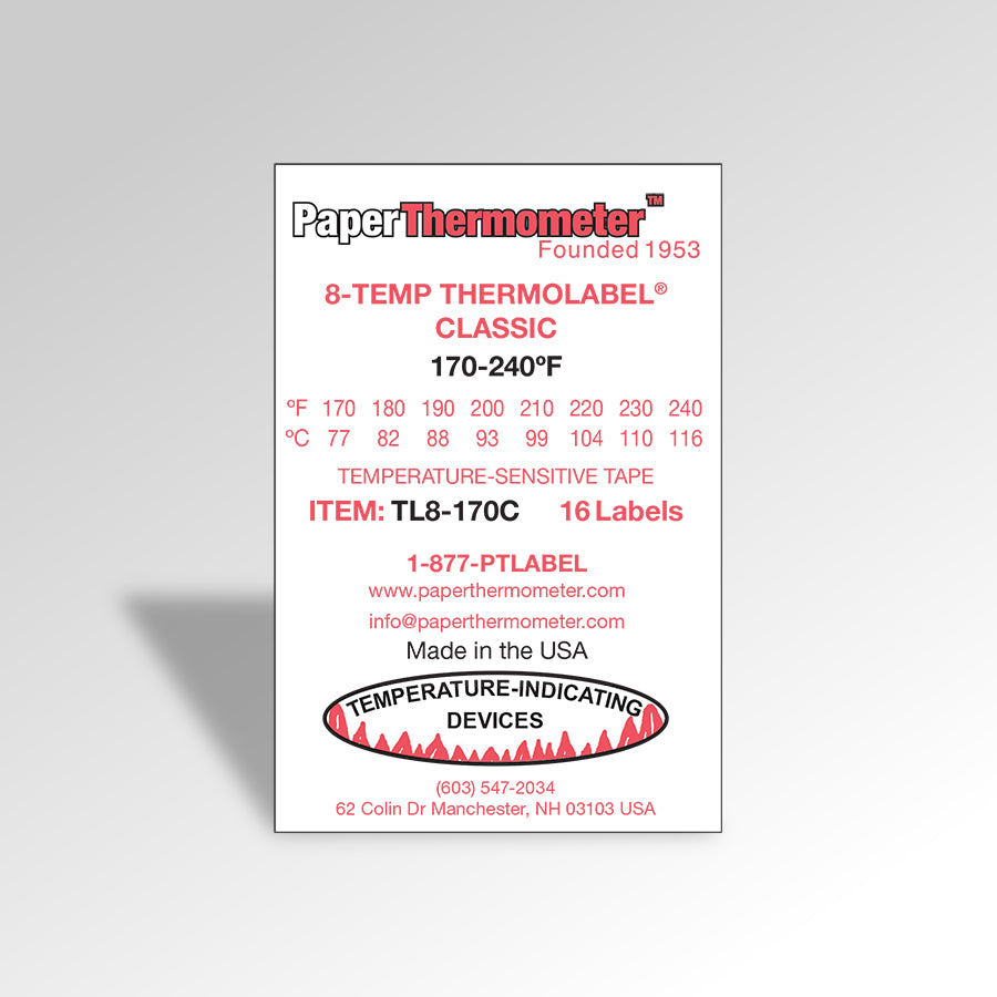 8-Temp THERMOLABEL® 170-240°F | Temp Labels | 8 Temp Range