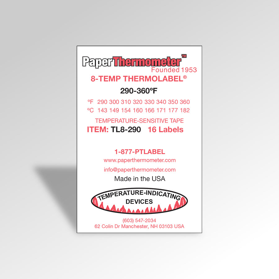 8-Temp THERMOLABEL® 290-360°F | Temp Labels | 8 Temp Range