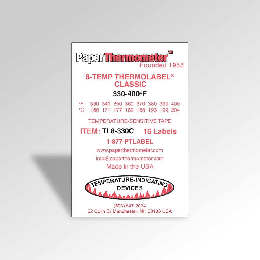 8-Temp THERMOLABEL® 330-400°F | Temp Labels | 8 Temp Range
